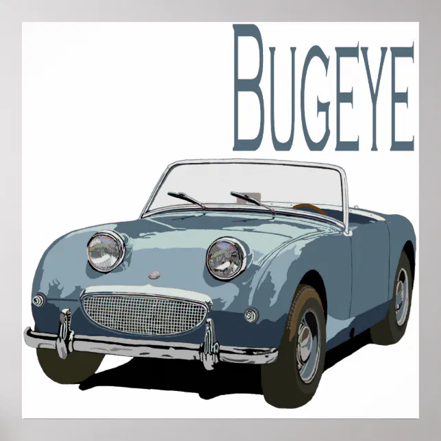 Blue Austin Healey Sprite Poster | Zazzle
