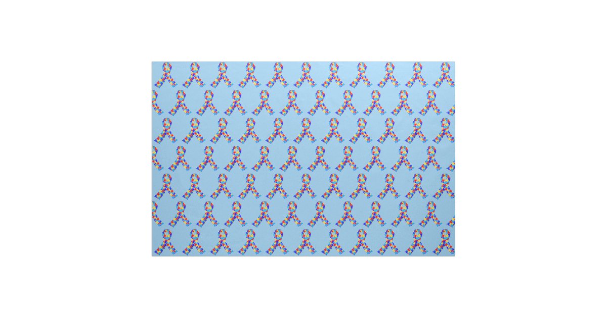 Blue Autism Awareness Ribbon Fabric | Zazzle