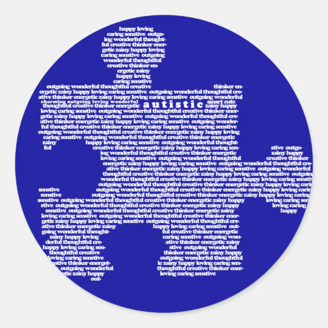 Blue Autism Puzzle Peice Classic Round Sticker | Zazzle