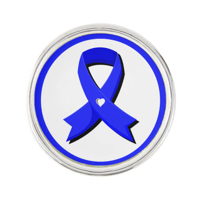 Blue Awareness Ribbon White Heart Lapel Pin | Zazzle