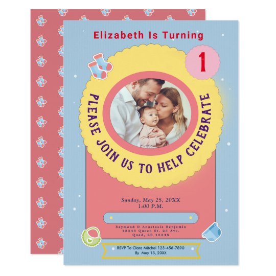 Blue Baby 1st Birthday Party Invitation | Zazzle.com