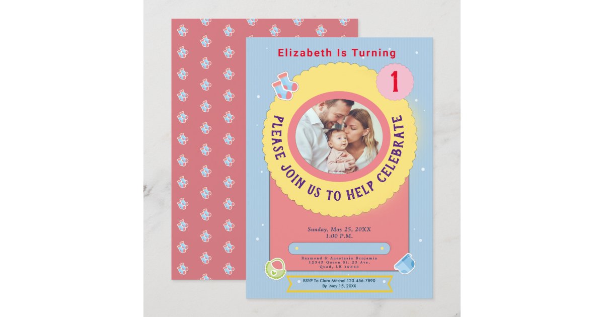Blue Baby 1st Birthday Party Invitation | Zazzle
