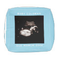Blue Baby Block Sonogram Pregnancy Keepsake Photo Pouf | Zazzle