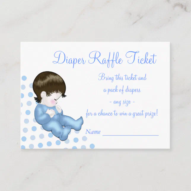 Blue Baby Boy Diaper Raffle Tickets Enclosure Card | Zazzle