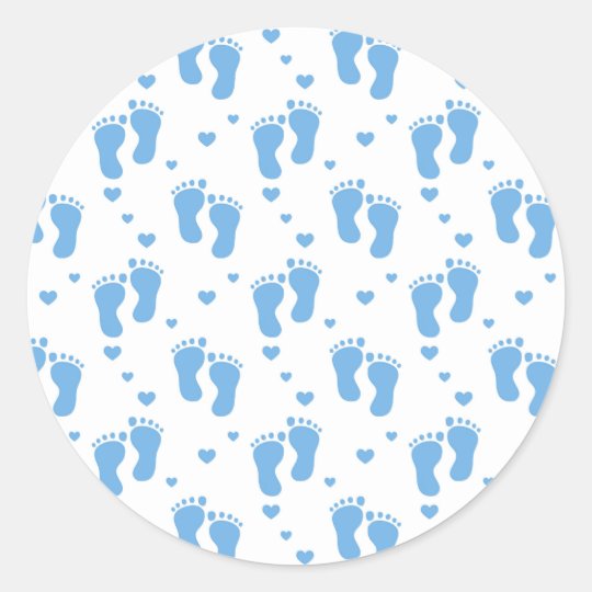 Blue baby boy feet pattern sticker | Zazzle.com