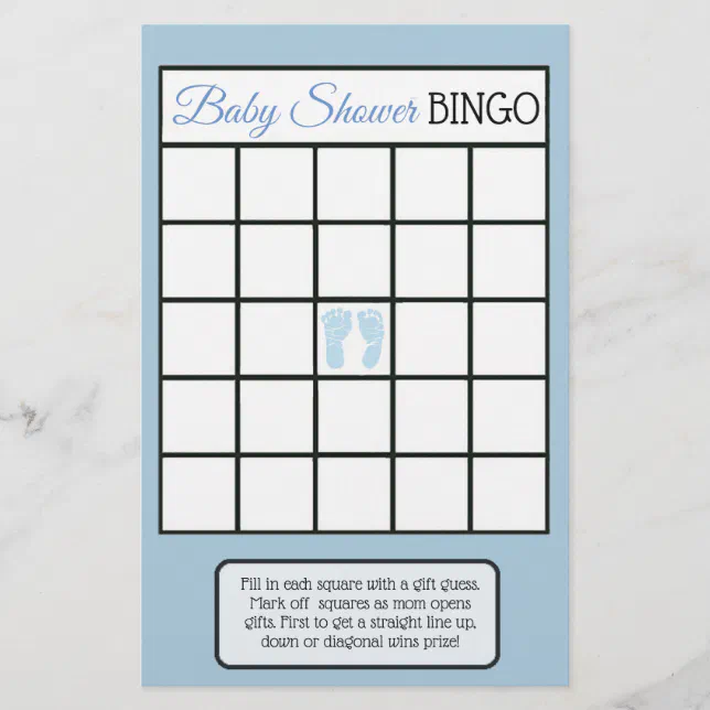 Blue Baby Boy Footprints Themed baby shower games Flyer | Zazzle