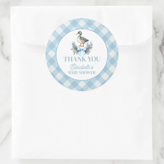 Blue Baby Boy Mallard Duck Baby Shower Classic Round Sticker | Zazzle
