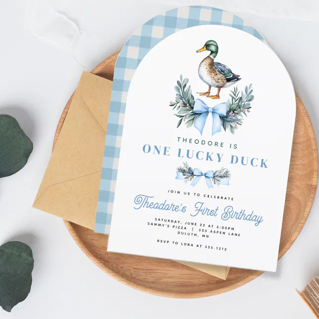 Blue Baby Boy Mallard Duck First Birthday Invitation | Zazzle
