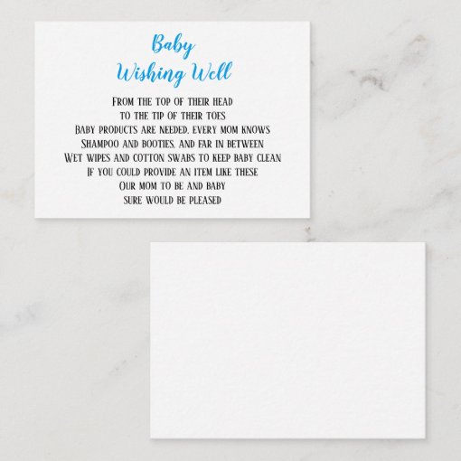 Blue Baby Boy Wishing Well Baby Shower Mini Cards | Zazzle