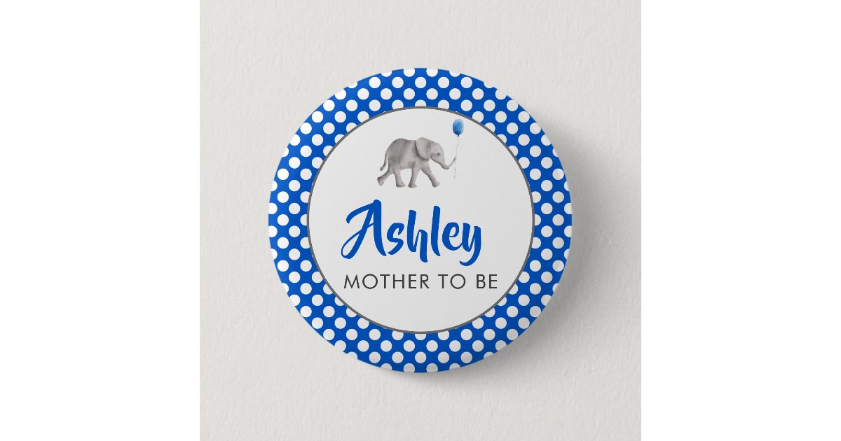 Blue Baby Elephant Baby Shower Name Tag Pin | Zazzle