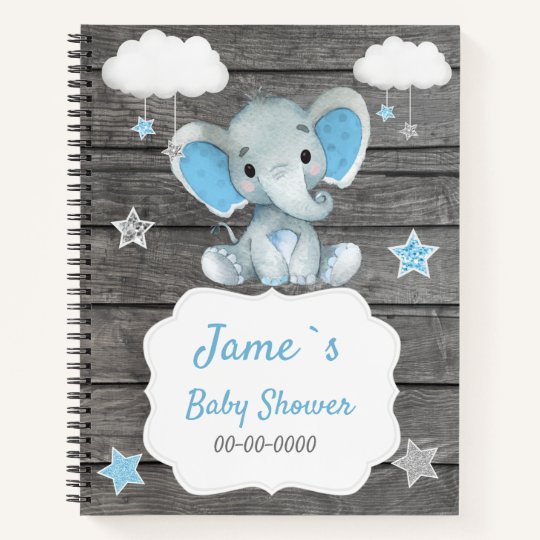 Blue Baby Elephant Book Baby Shower Rustic | Zazzle.com