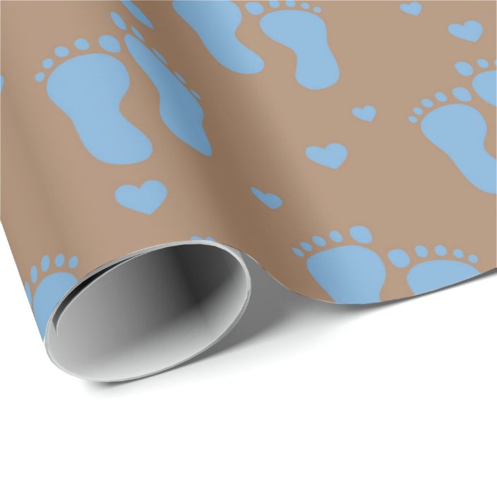blue baby feet pattern boys wrapping paper | Zazzle.com
