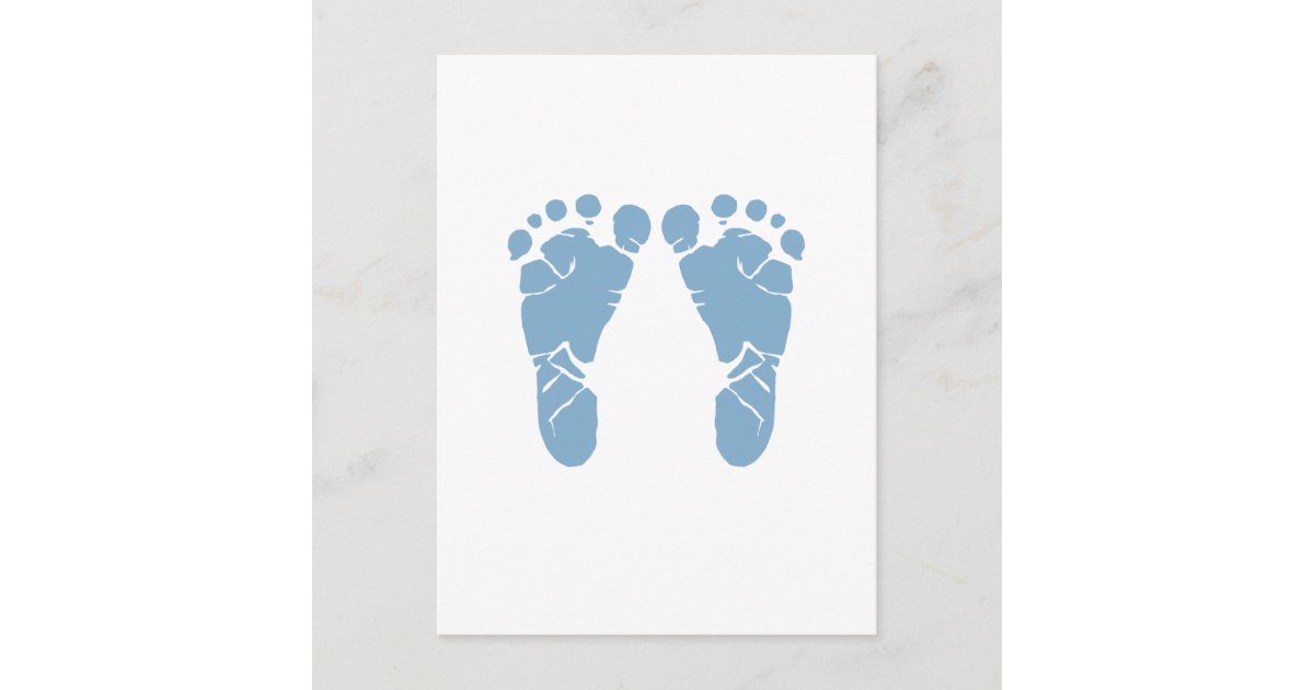 Blue baby footprints postcard | Zazzle
