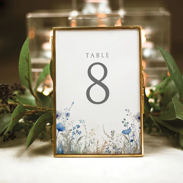 Blue Baby In Bloom Floral Wildflower Baby Shower Table Number | Zazzle