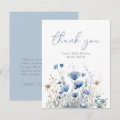 Blue Baby In Bloom Wildflower Baby Shower Flat Thank You Card | Zazzle