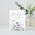 Blue Baby In Bloom Wildflower Baby Shower Flat Thank You Card | Zazzle