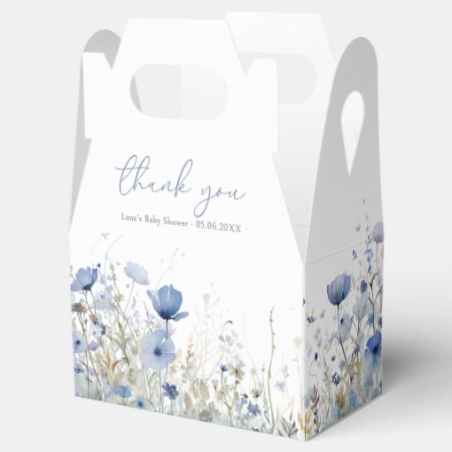 Blue Baby In Bloom Wildflower Baby Shower Gable Favor Boxes | Zazzle