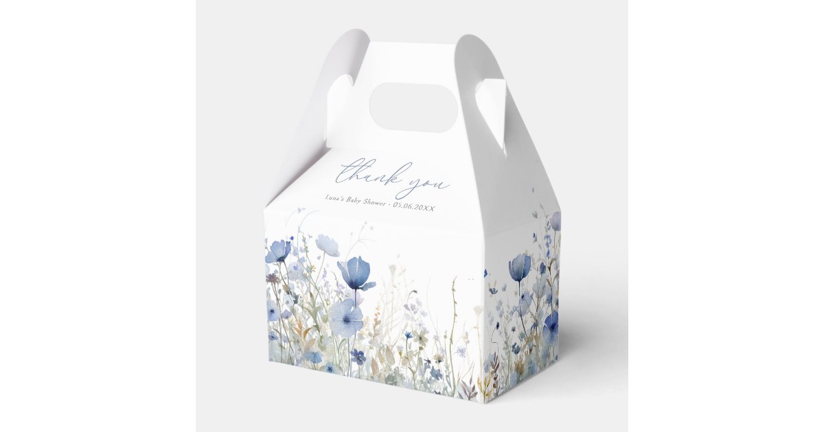 Blue Baby In Bloom Wildflower Baby Shower Gable Favor Boxes | Zazzle