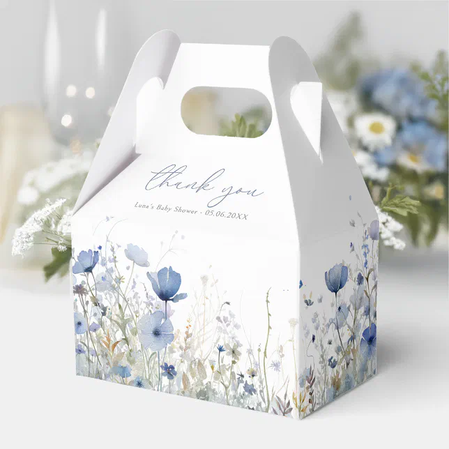 Blue Baby In Bloom Wildflower Baby Shower Gable Favor Boxes | Zazzle