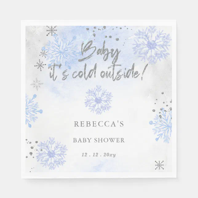 Blue Baby its Cold Outside Winter Baby Shower Napkins | Zazzle