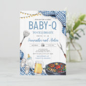 Blue Baby-Q Baby Shower Invitation | Zazzle
