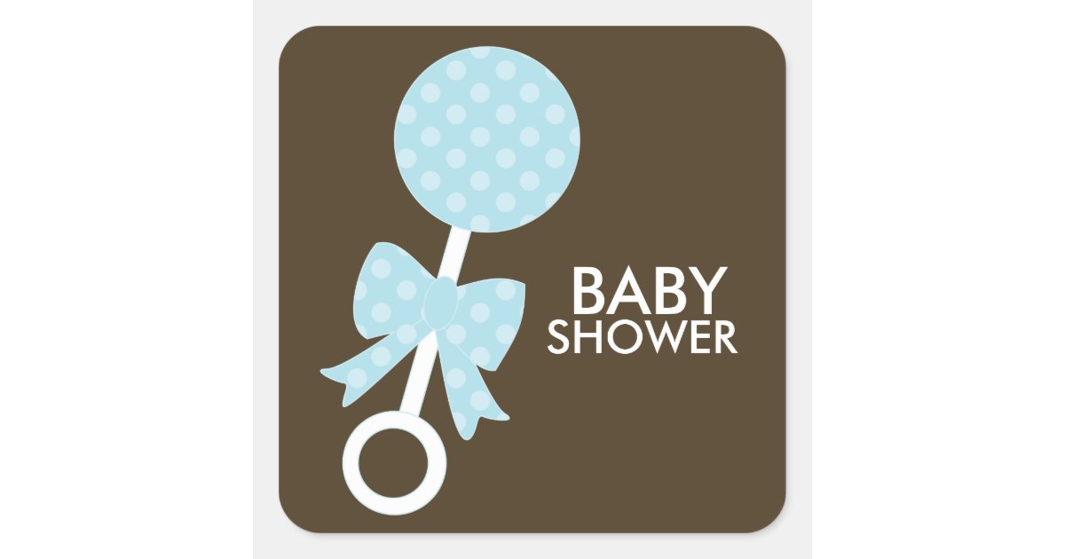 Blue Baby Rattle Square Sticker | Zazzle