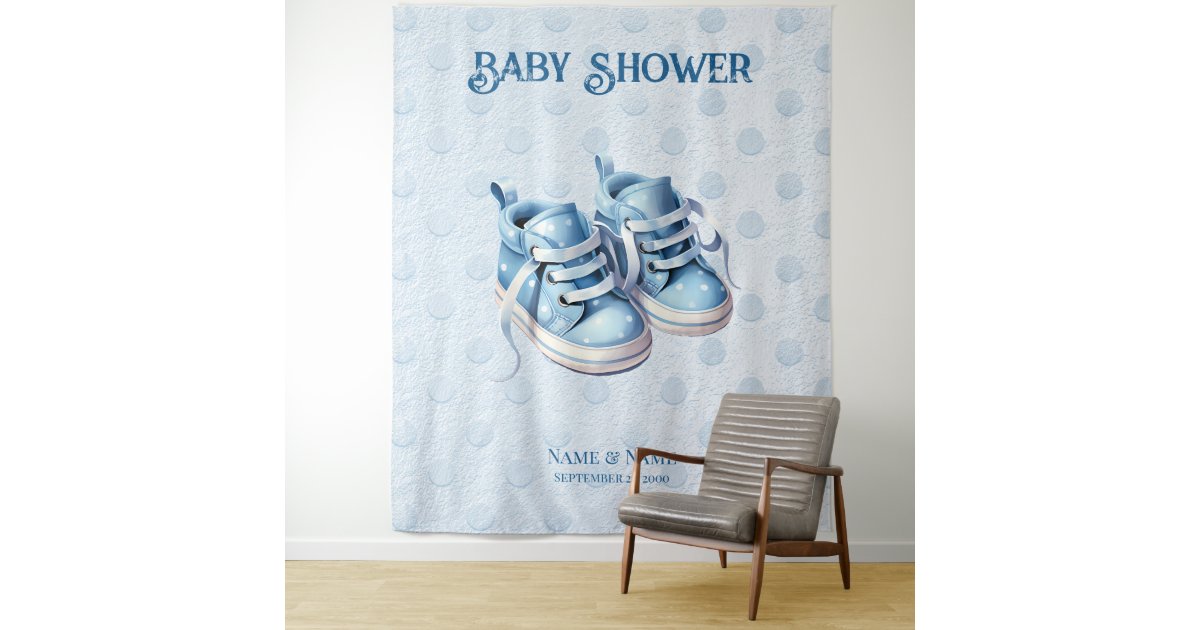 Blue Baby Shoes Backdrop | Zazzle