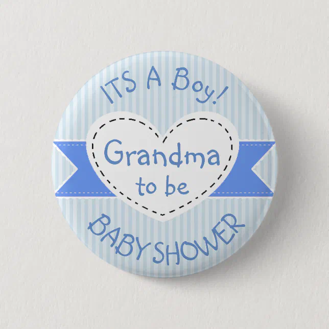 Blue Baby Shower Button Grandma to Be Button | Zazzle