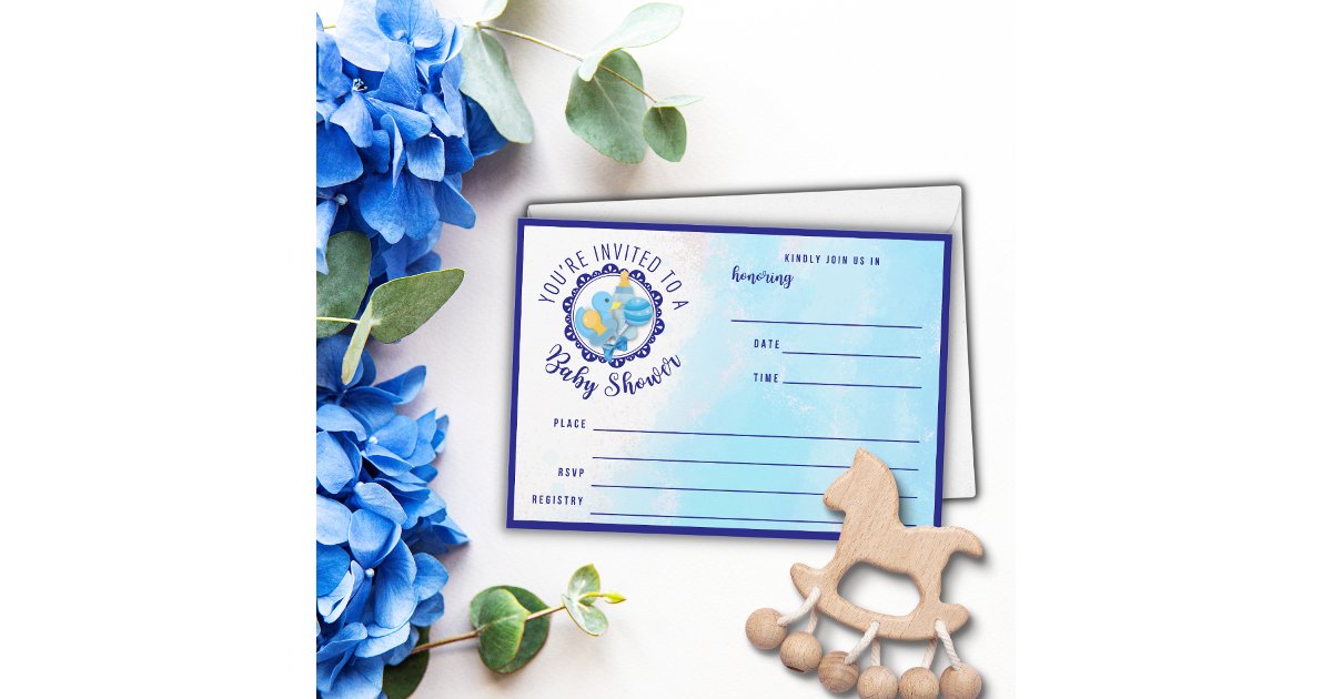 Blue Baby Shower Fill In Invitation | Zazzle
