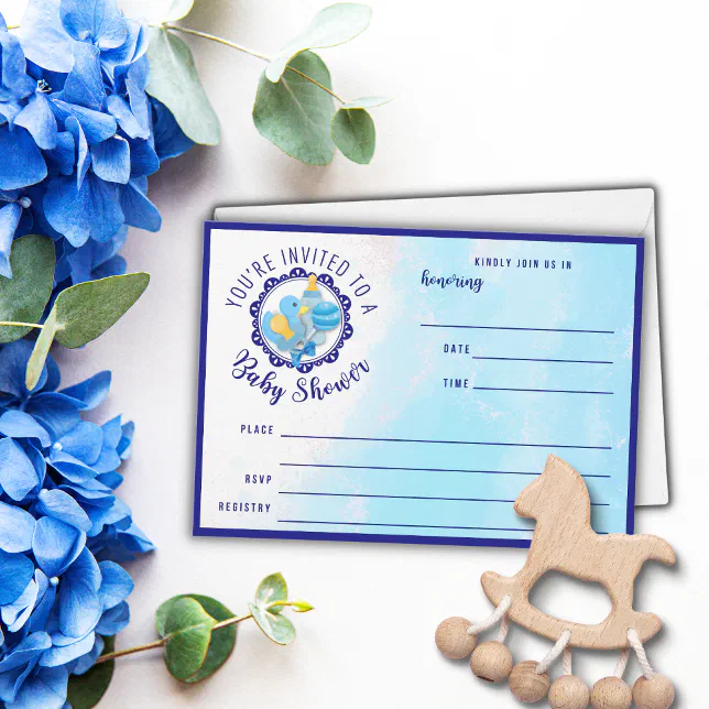 Blue Baby Shower Fill In Invitation | Zazzle