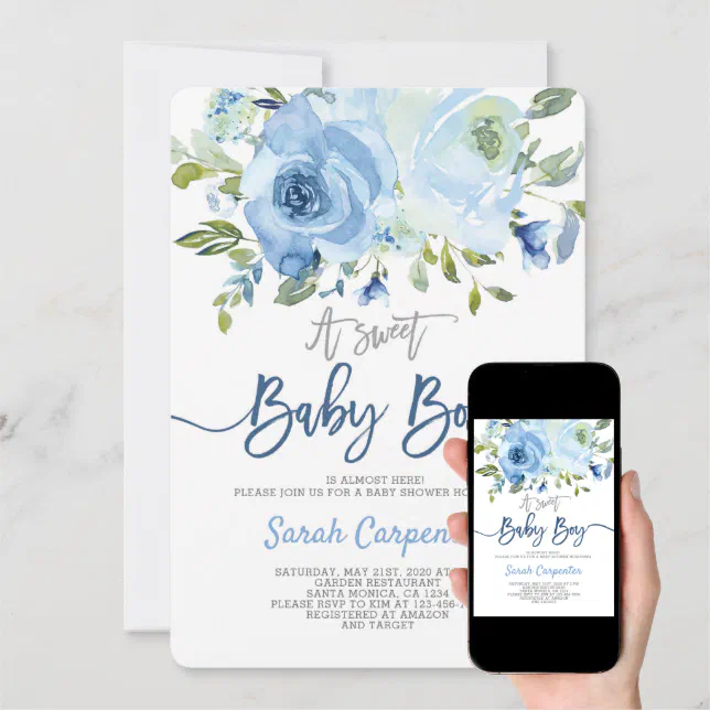 Blue baby shower invitation | Zazzle
