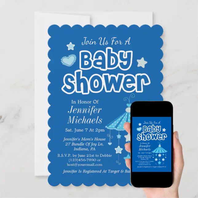 Blue Baby Shower Invitation | Zazzle