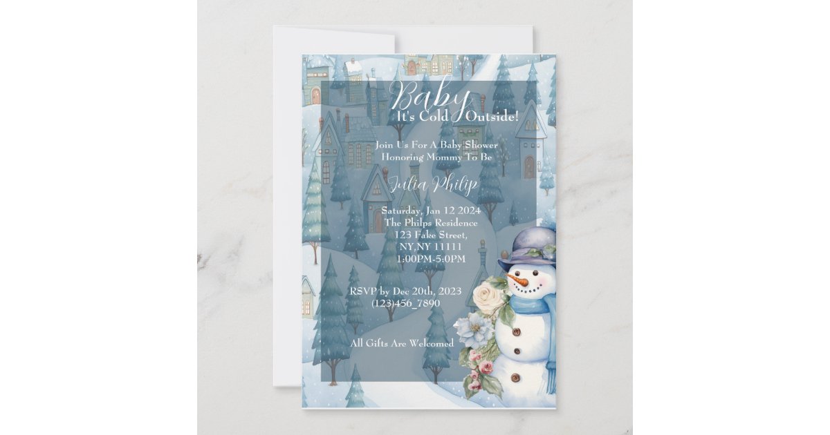 Blue Baby shower invitation. Winter theme Invitation | Zazzle