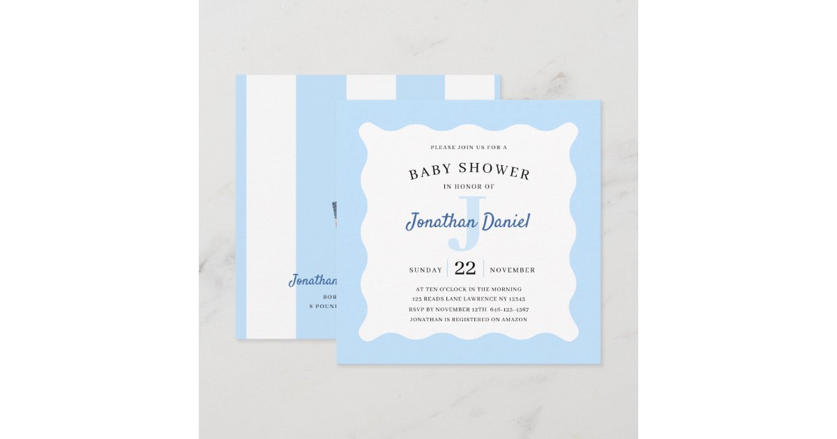 Blue Baby Shower Photo Invitation | Zazzle