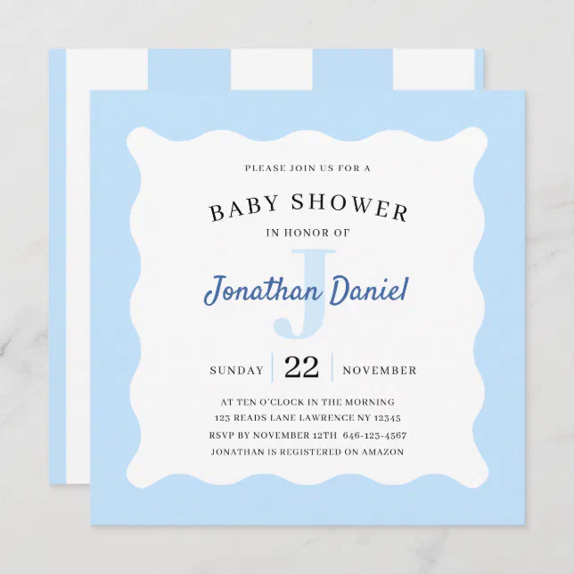 Blue Baby Shower Photo Invitation | Zazzle