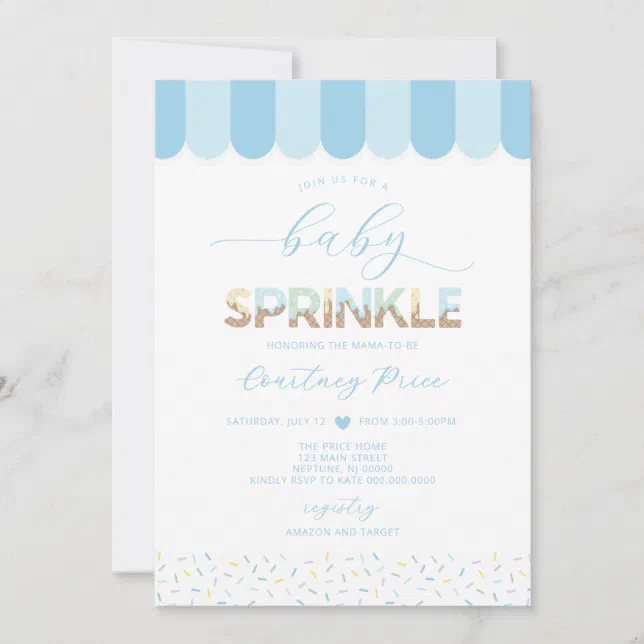 Blue Baby Sprinkle Baby Shower Invitation | Zazzle