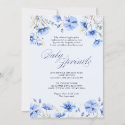 Blue Baby Sprinkle Poem Floral Baby Shower Invitation | Zazzle