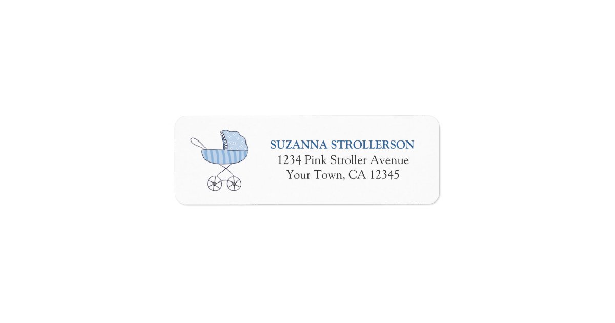 Blue Baby Stroller Return Address Label | Zazzle