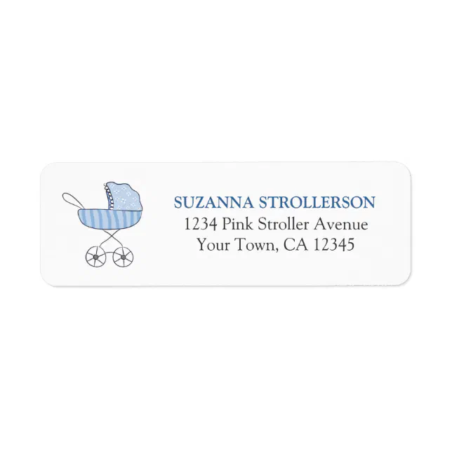 Blue Baby Stroller Return Address Label | Zazzle