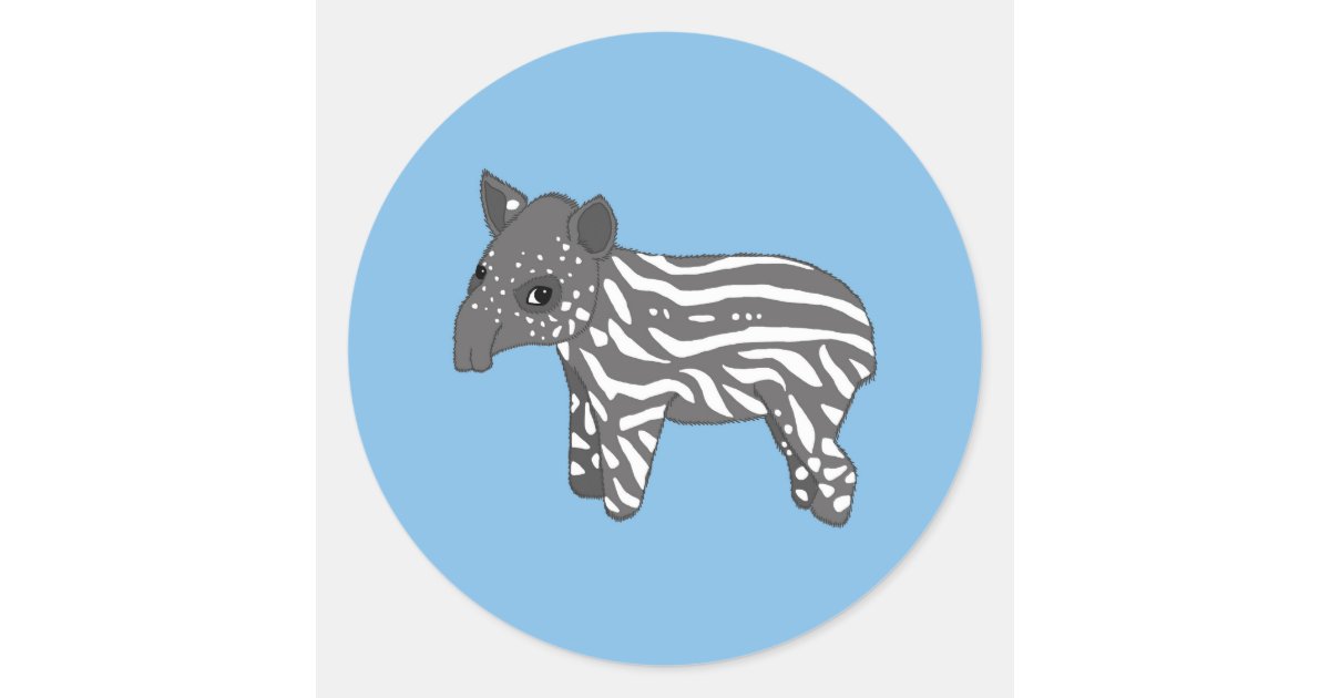 blue baby tapir classic round sticker | Zazzle