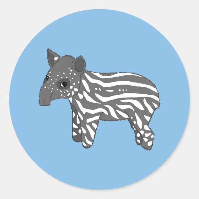 blue baby tapir classic round sticker | Zazzle
