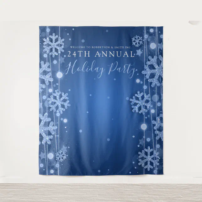 Blue Backdrop Corporate Holiday Party Winter Glam | Zazzle