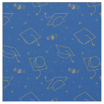 Blue Graduation Cap Toss Fabric | Zazzle.com