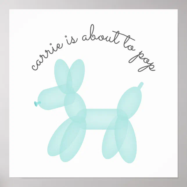 Blue Balloon Animal About To Pop Baby Shower Poster | Zazzle