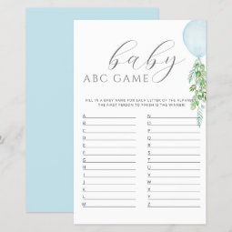 Blue Balloon Baby Shower Game ABC | Zazzle