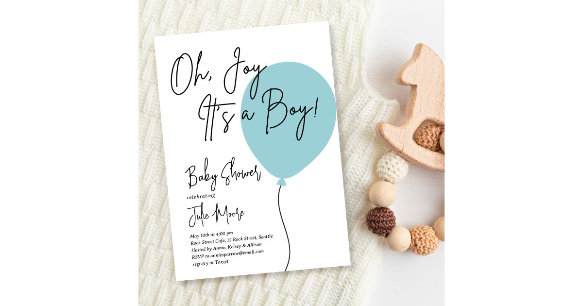 Blue Balloon Baby Shower Invitation | Zazzle