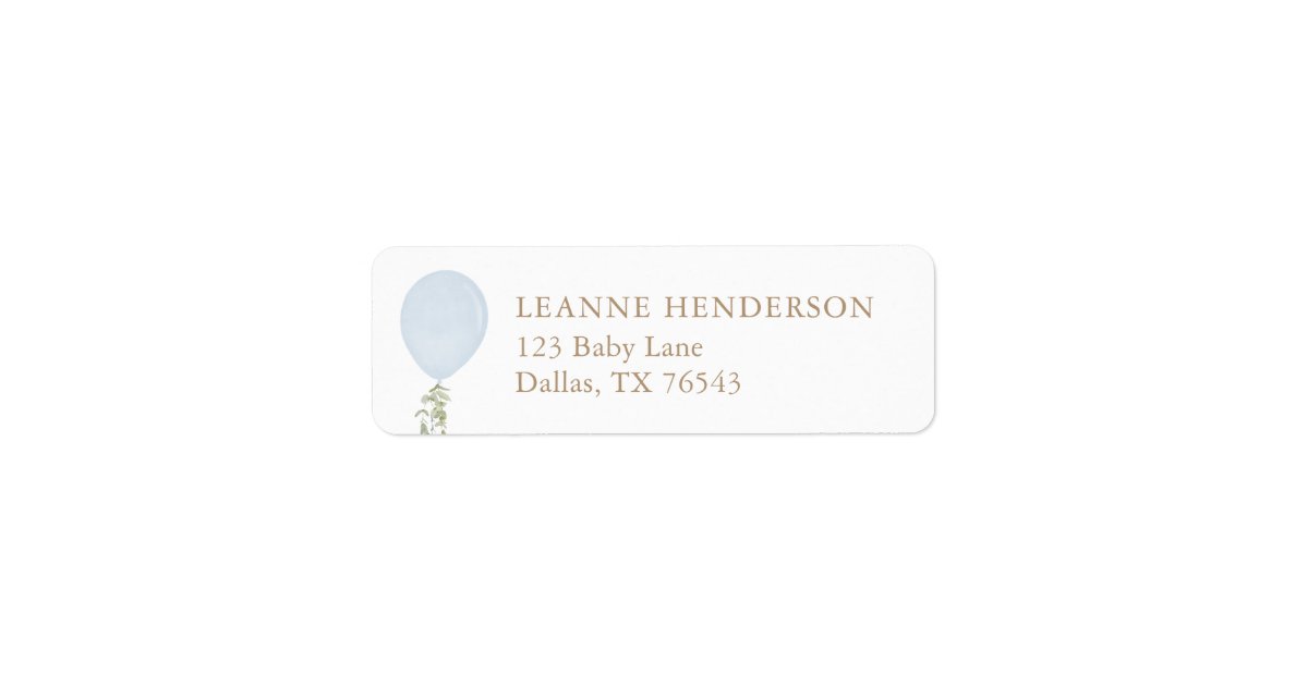 Blue Balloon Baby Shower Return Address Label | Zazzle
