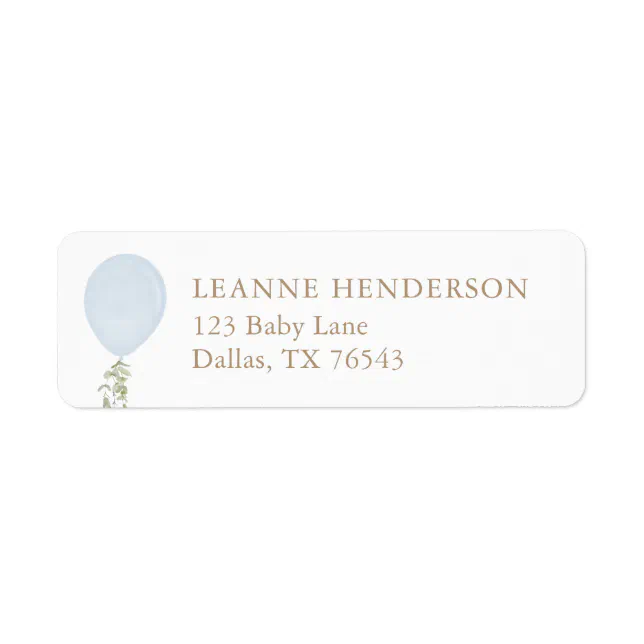 Blue Balloon Baby Shower Return Address Label | Zazzle