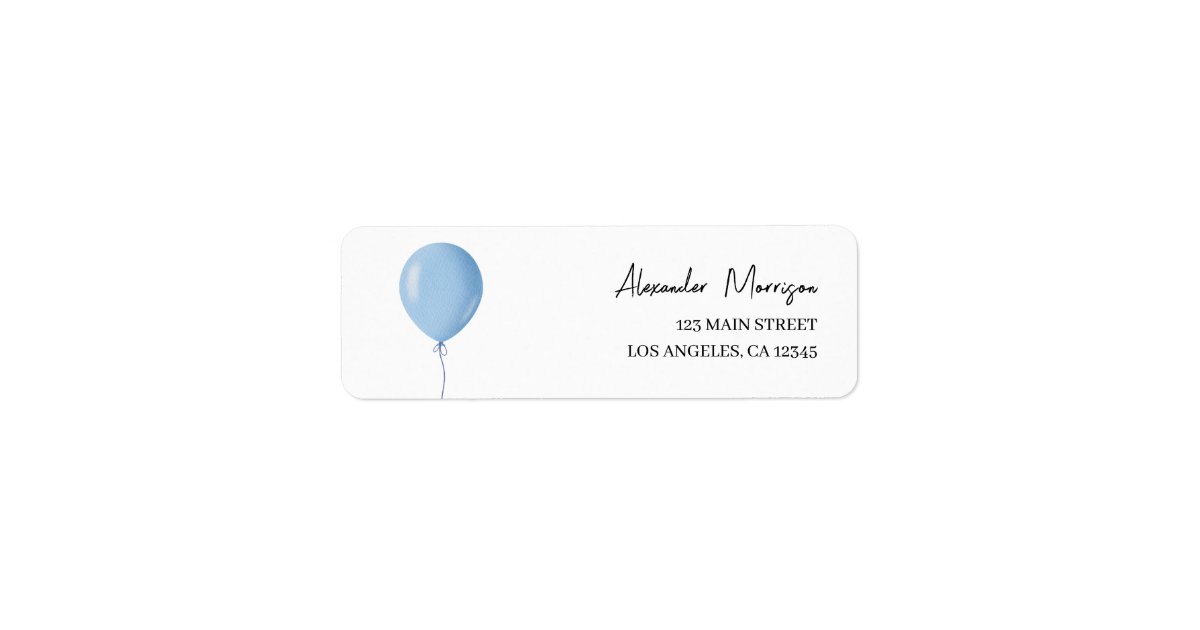 Blue Balloon Boy Birthday Party Address Label | Zazzle