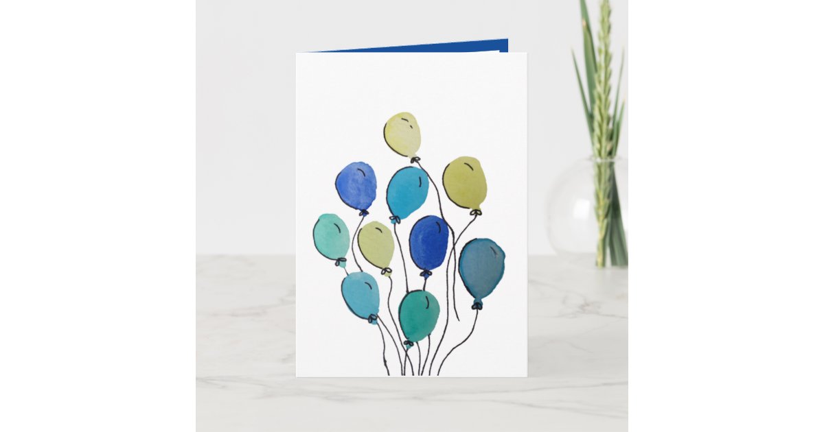 Blue Balloon - Folded Birthday Card | Zazzle